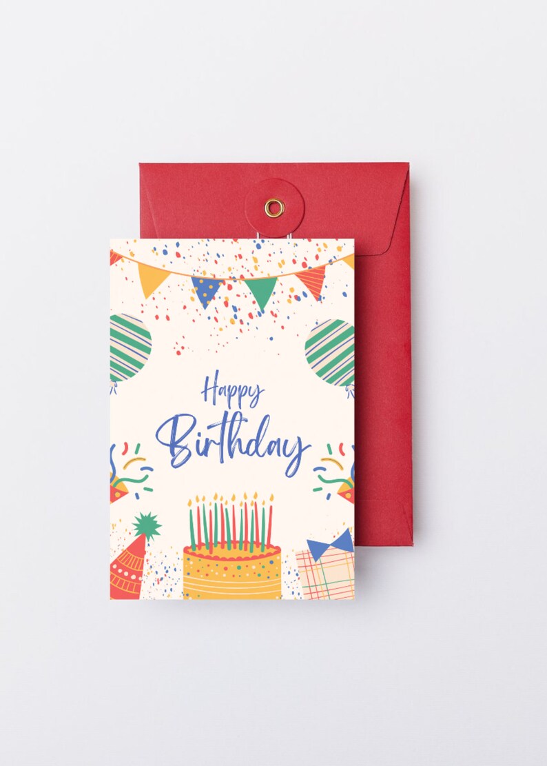 Illustrative Happy Birthday - JPEG - Etsy