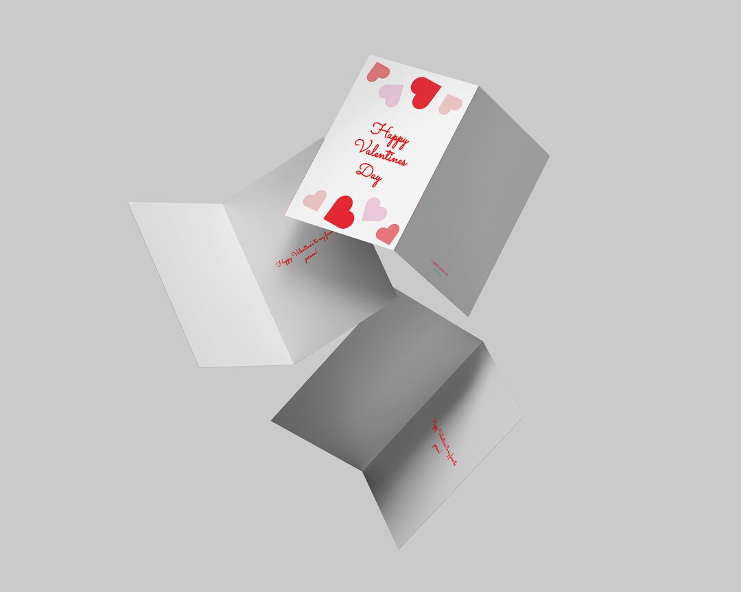 Happy Valentine's Day Foldable Card - Printable - Etsy