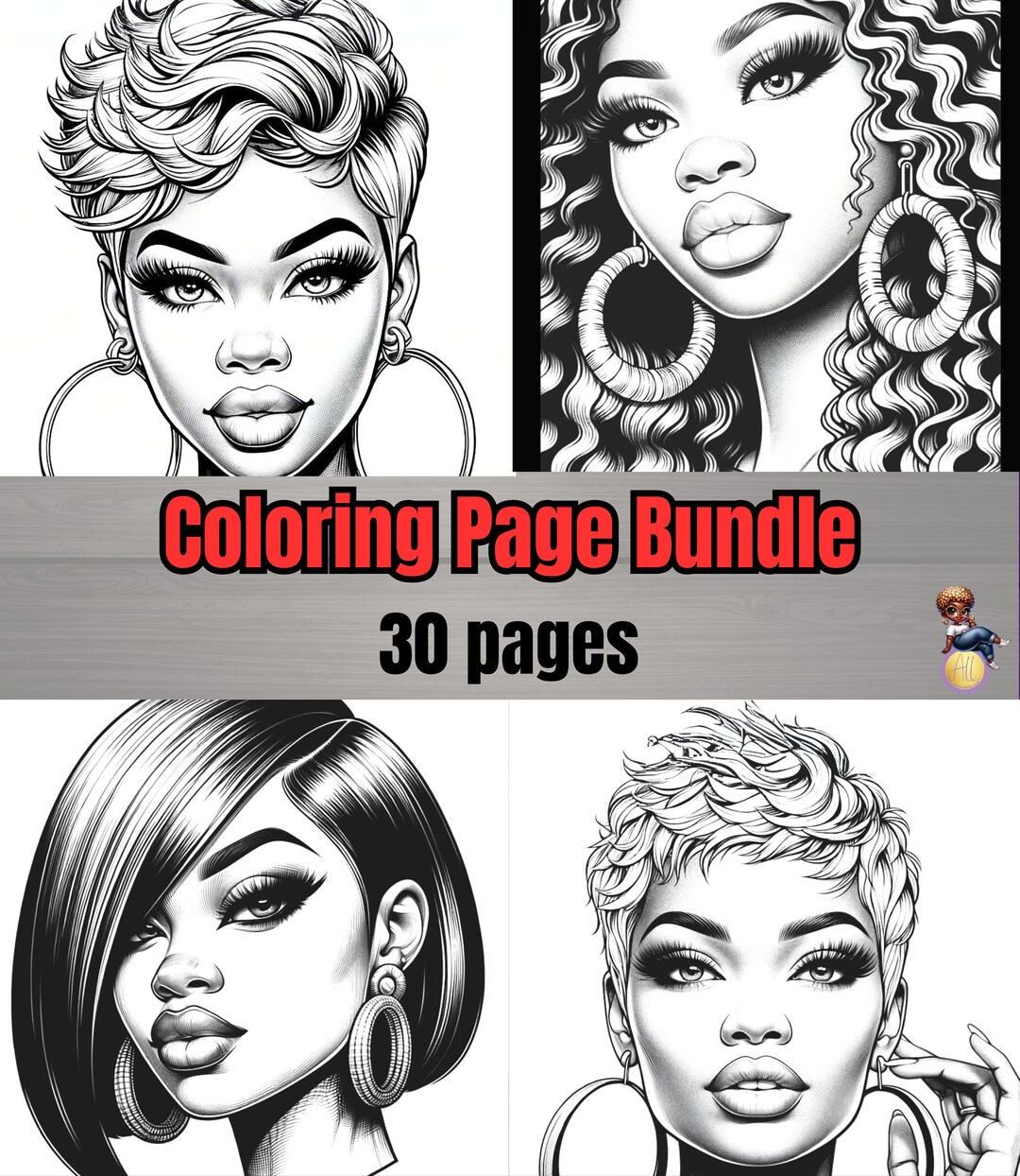 Coloring Page Bundle | Empowerment Art: African American Women Coloring ...