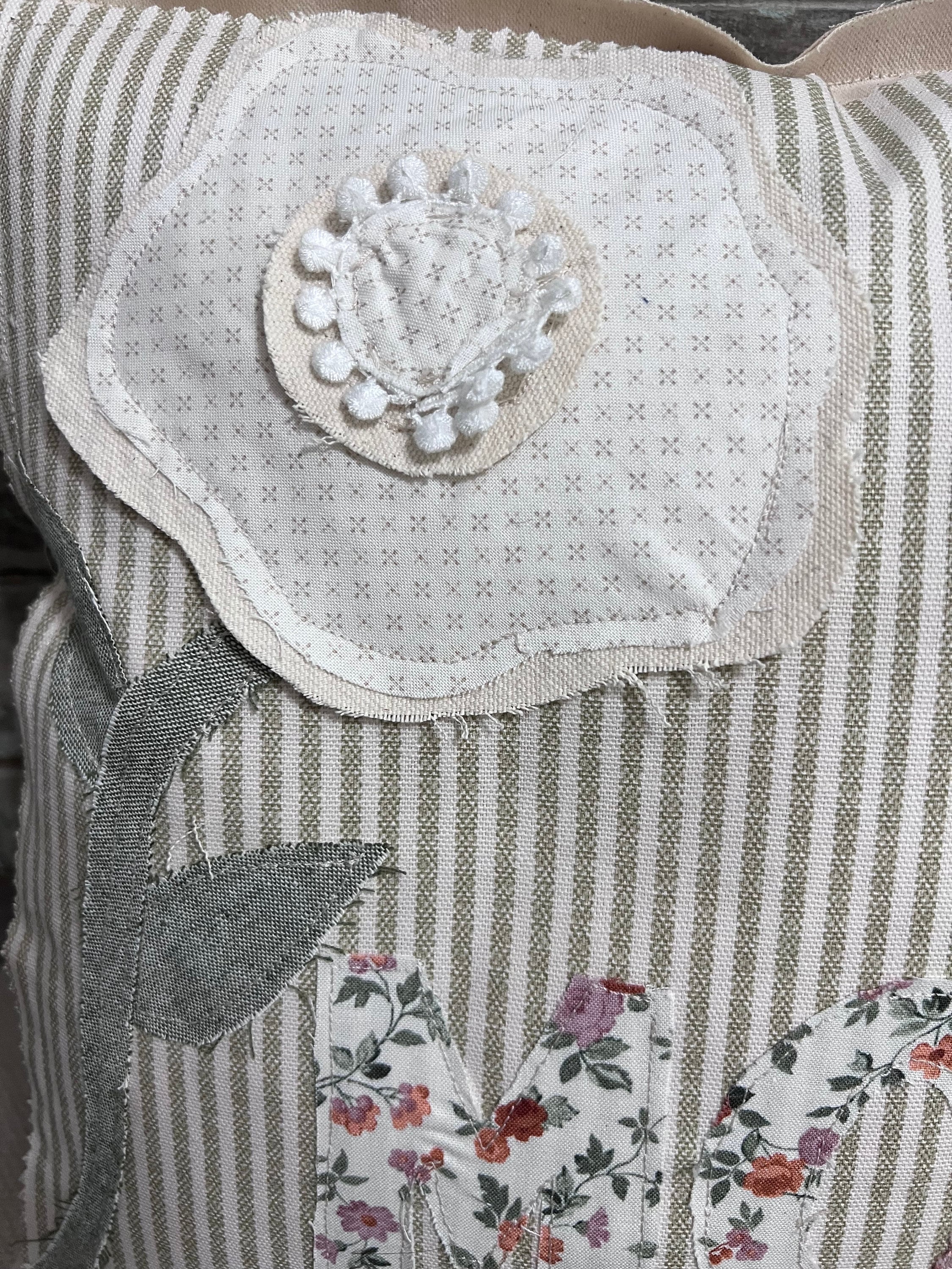 Handmade Farmhouse Fabric MOM Floral Pillow, Cottage Pillow, Floral ...