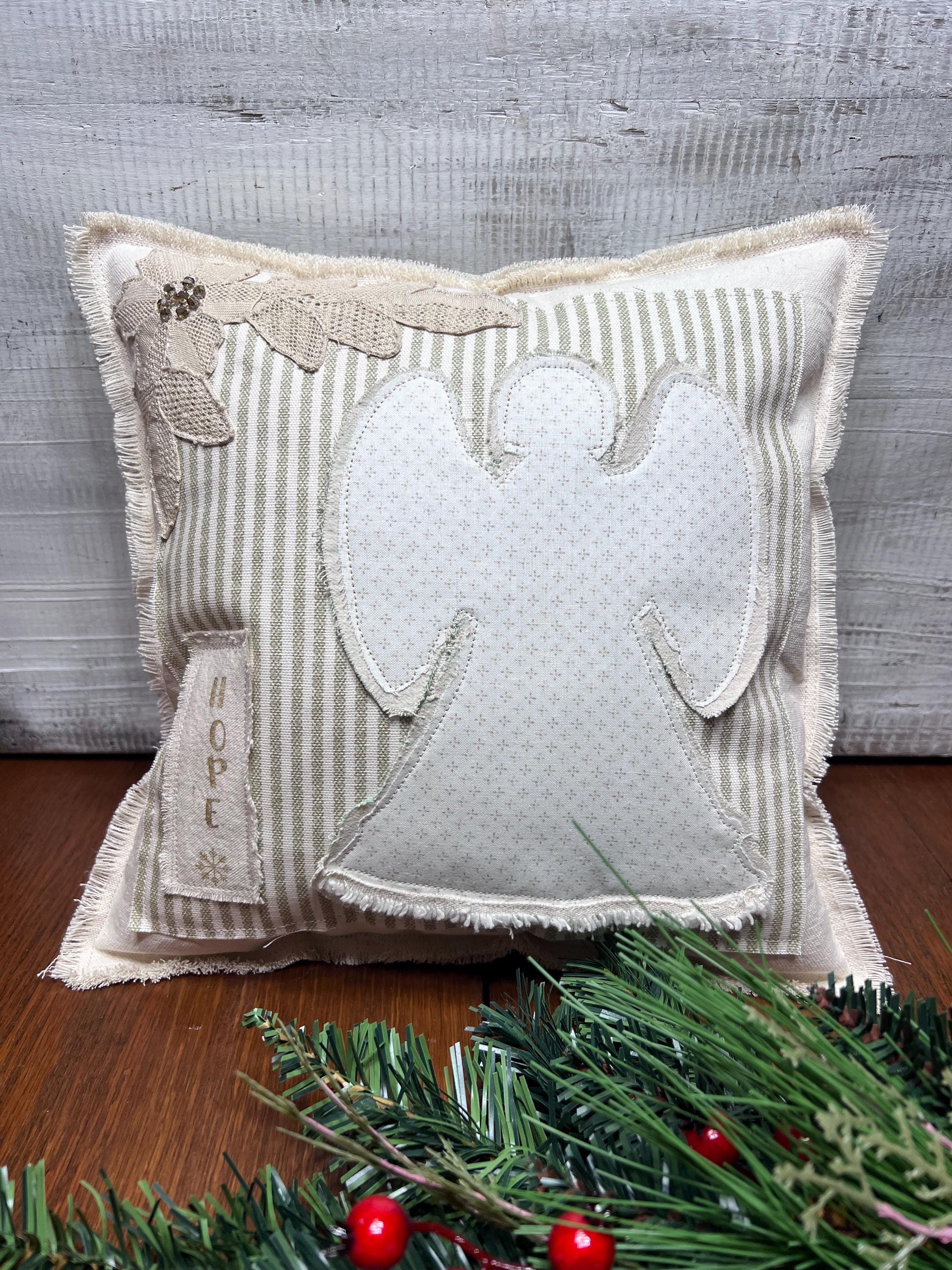Handmade Farmhouse Christmas Angel Pillow: Beaded Cottage Decor - Etsy