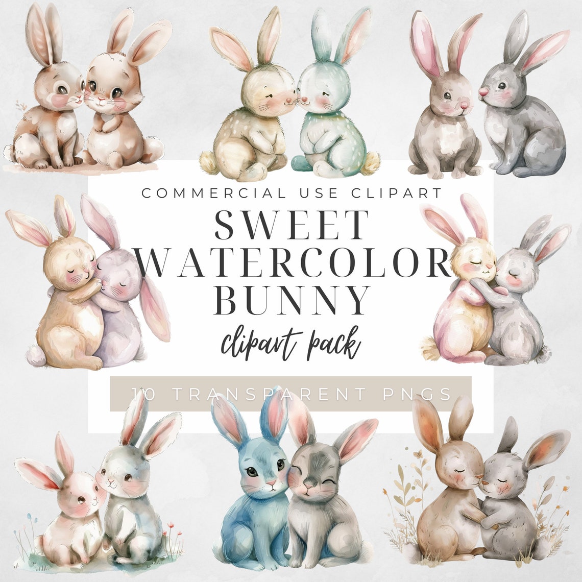 Watercolour Easter Clipart Spring Clipart Bunny Rabbit Clipart Bunny ...
