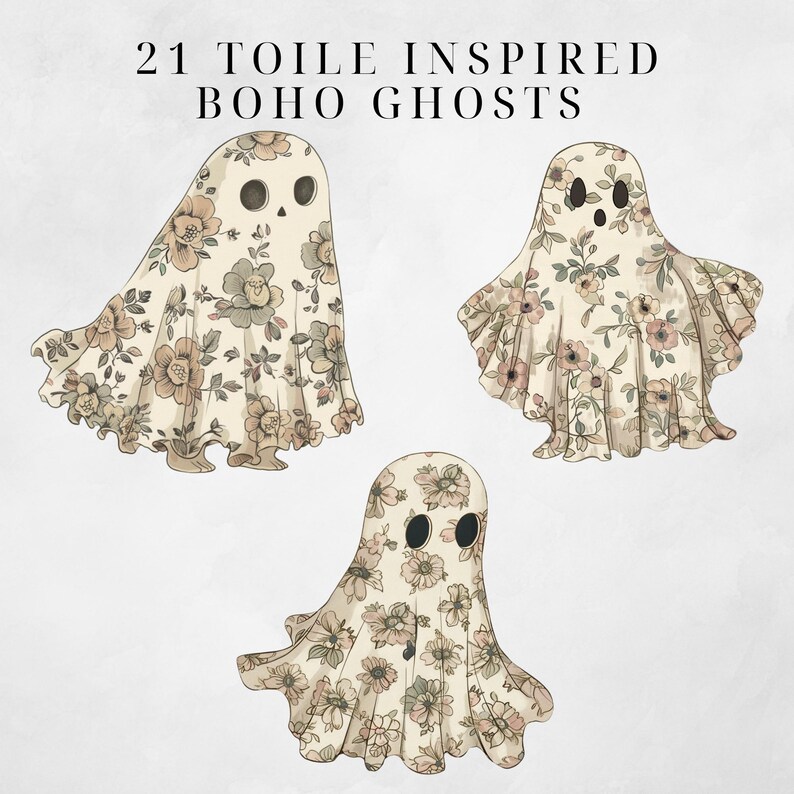 Floral Ghost Clipart Retro Halloween Clipart Groovy Halloween Clipart ...