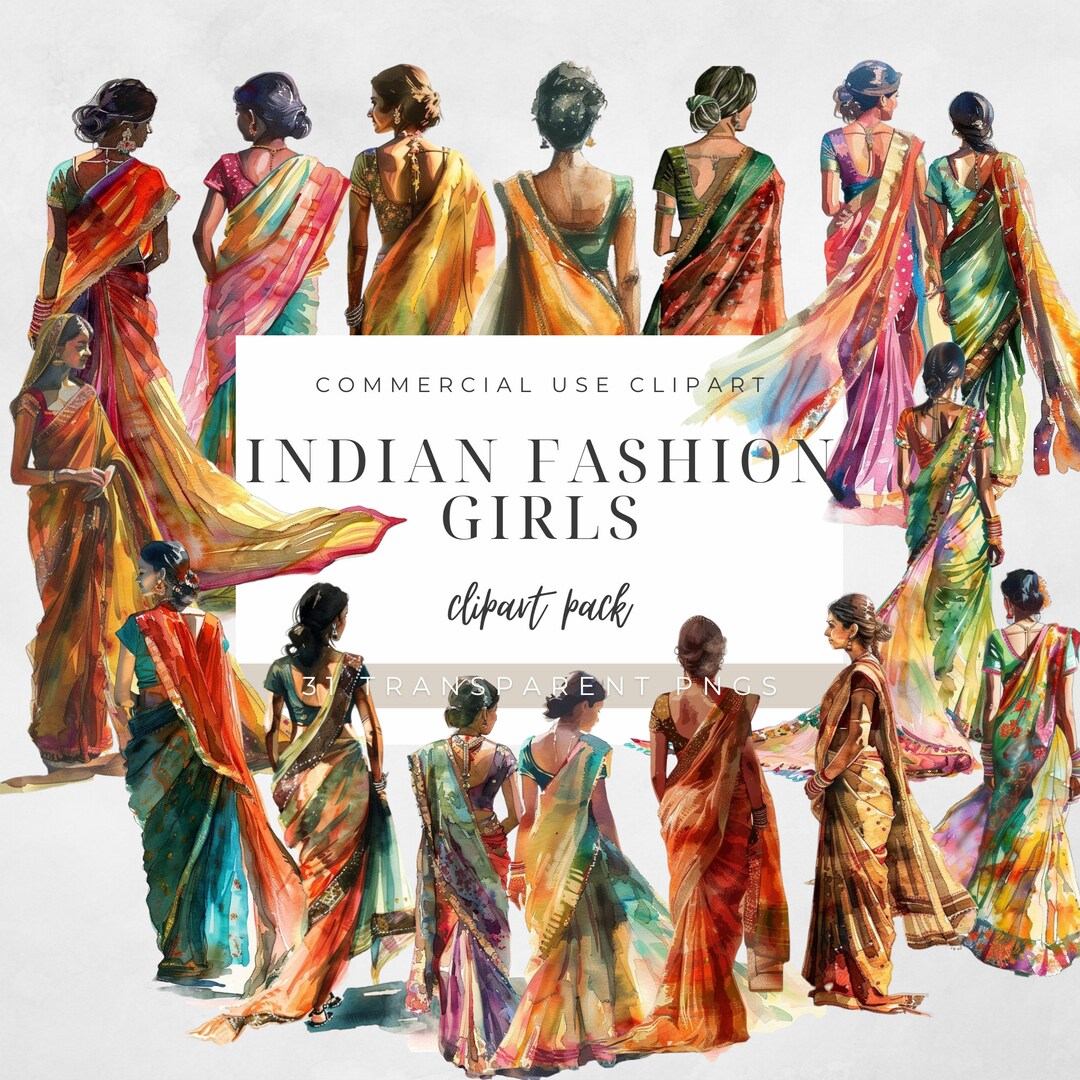 Indian Fashion Girl Clipart Watercolor Fashion Girl Clipart Girly Girl ...