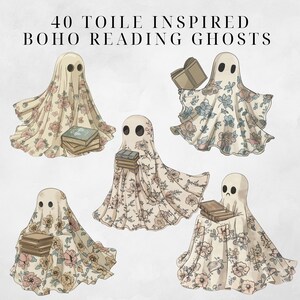 Reading Ghost Clipart Floral Ghost Clipart Bookish Ghost Clipart Groovy ...