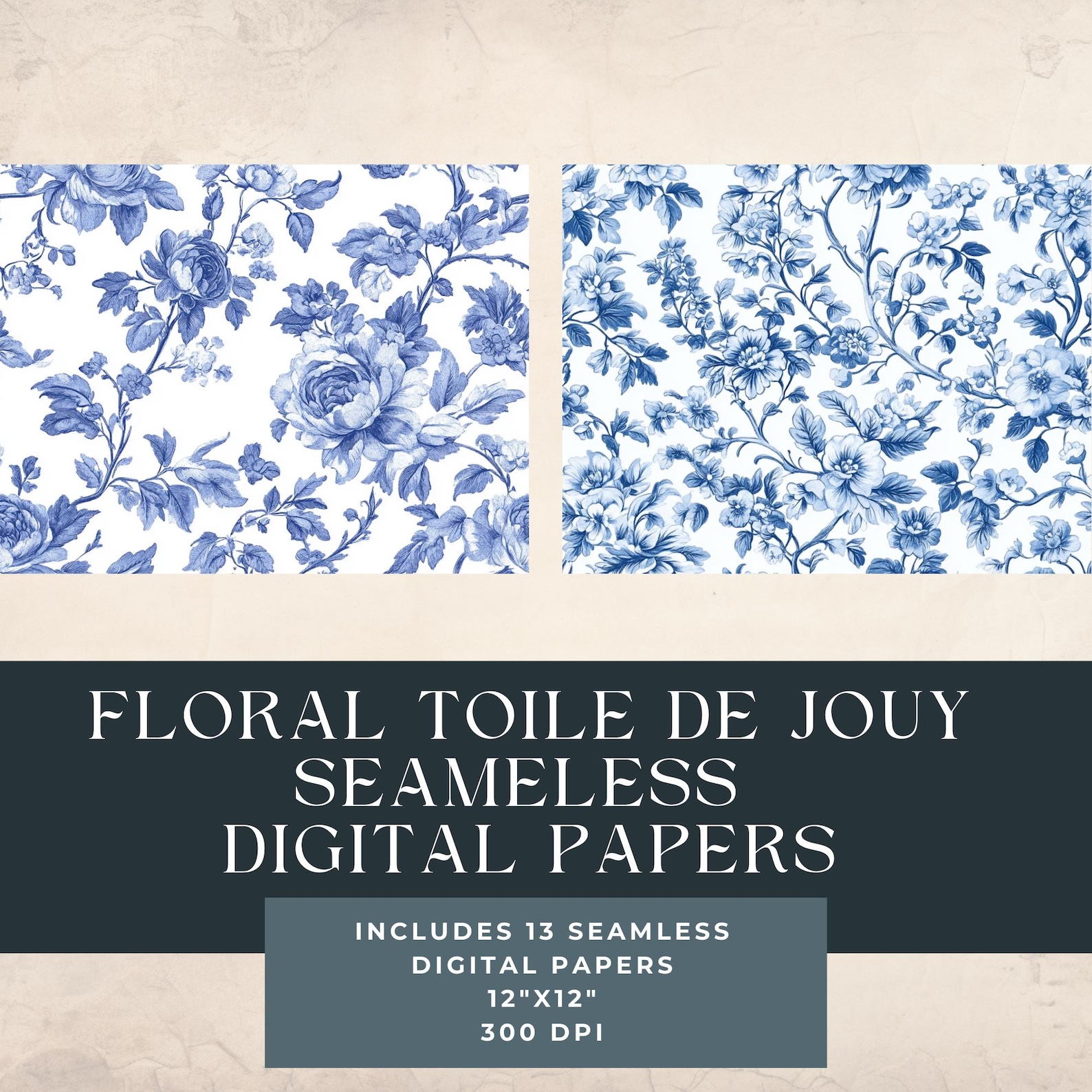 Seamless Toile Commercial Use Blue Toile Seamless Pattern French Toile ...