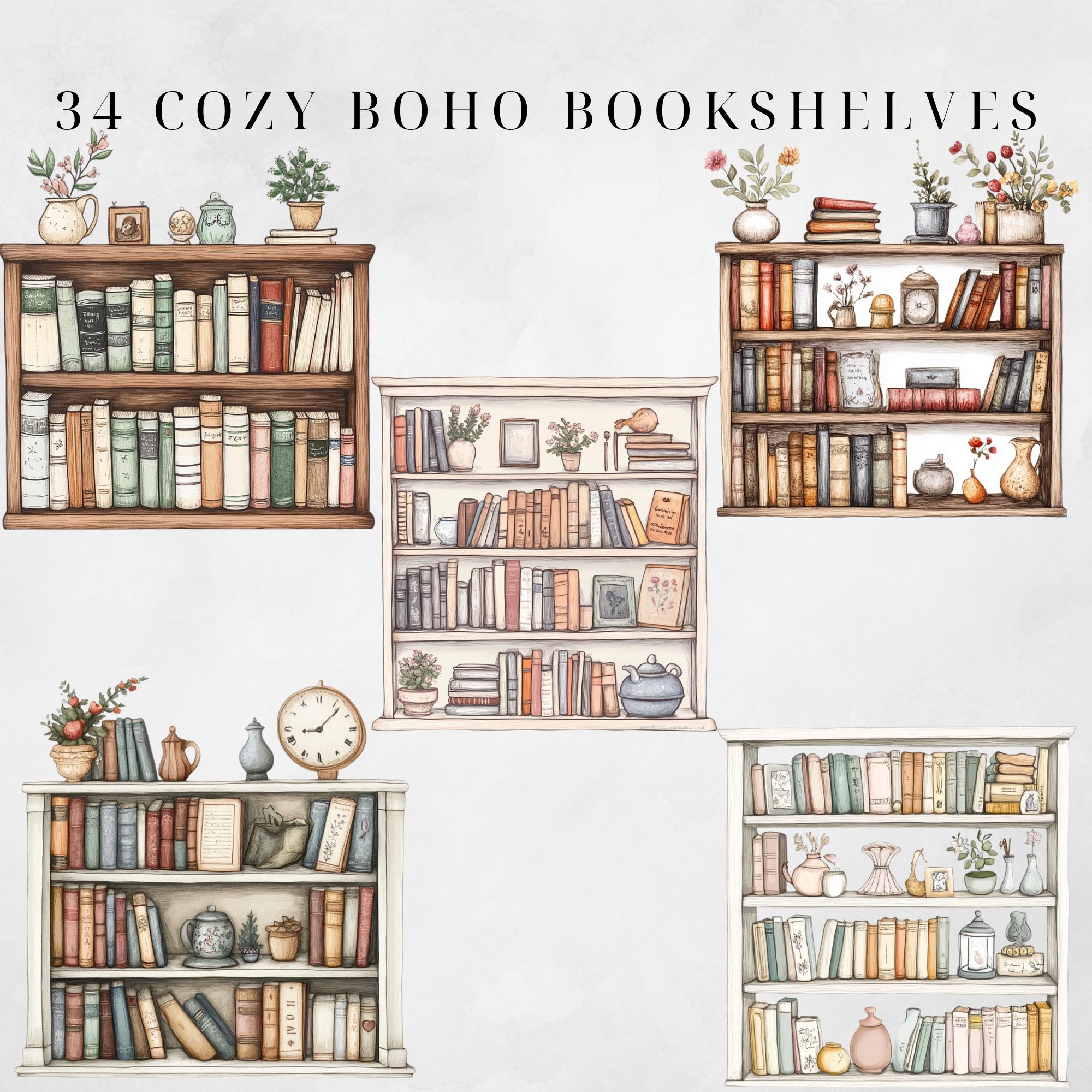 Boho Bookshelf Clipart Books on Shelf Clipart Books on A Shelf Clipart ...