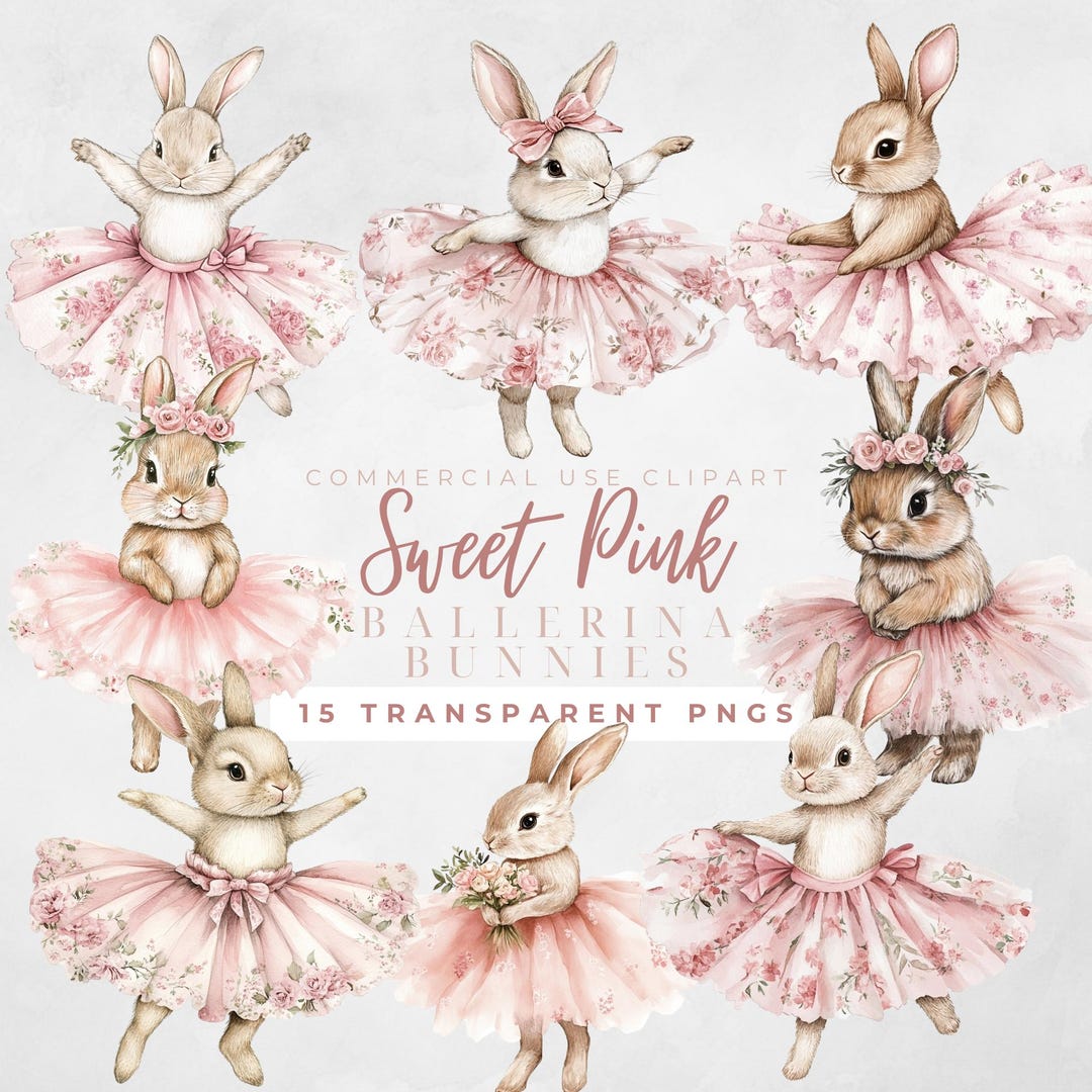 Watercolor Bunny Ballerina Clipart Ballerina Bunny Baby Tutu Dress ...
