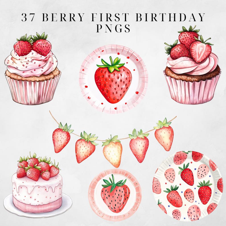 Strawberry First Birthday Clipart Cute Strawberry Baby Girl ...
