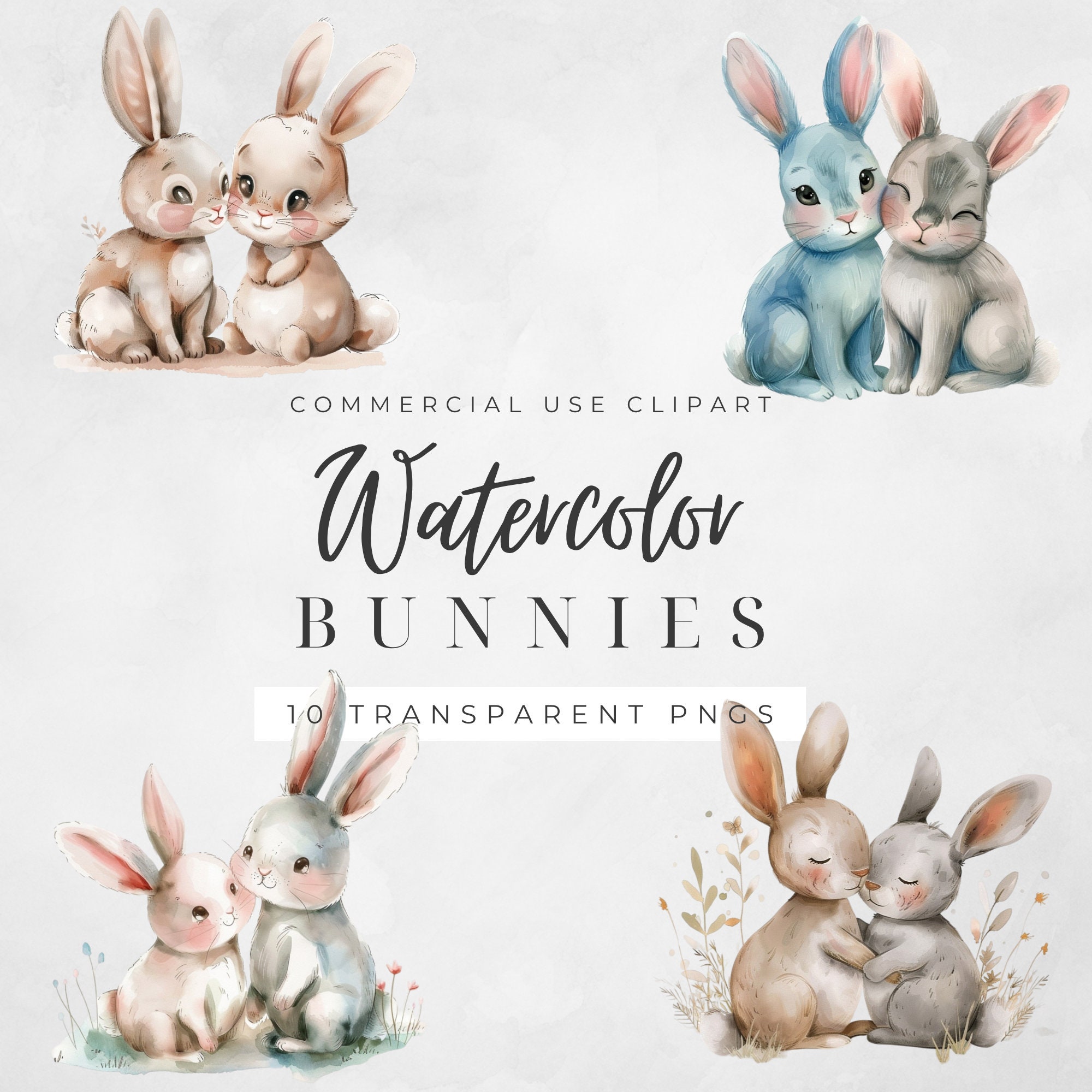 Watercolour Easter Clipart Spring Clipart Bunny Rabbit Clipart Bunny ...