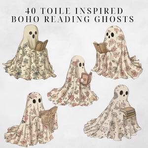 Reading Ghost Clipart Floral Ghost Clipart Bookish Ghost Clipart Groovy ...