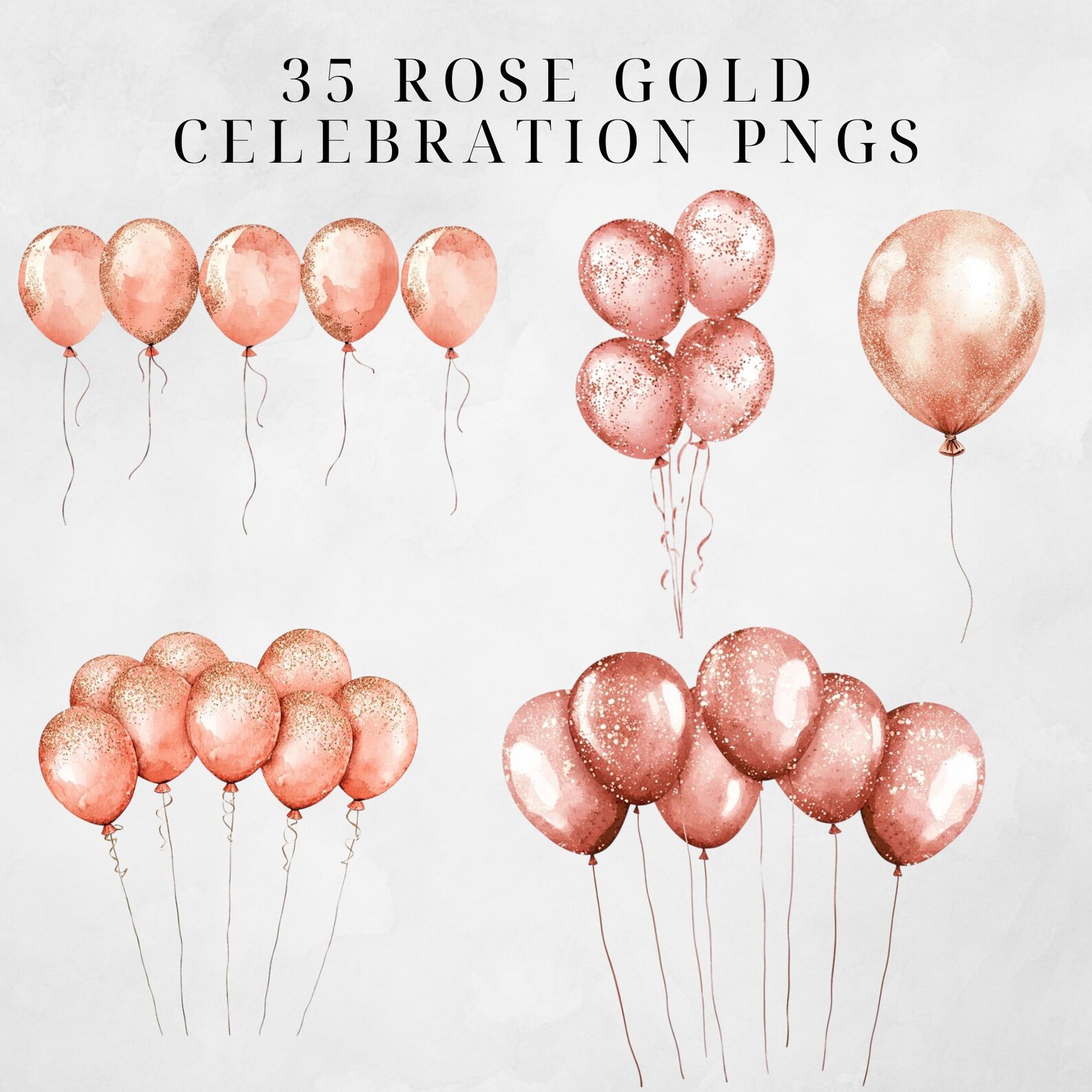 Rose Gold Glitter Balloon Clipart Balloon Clipart Border Water Color ...