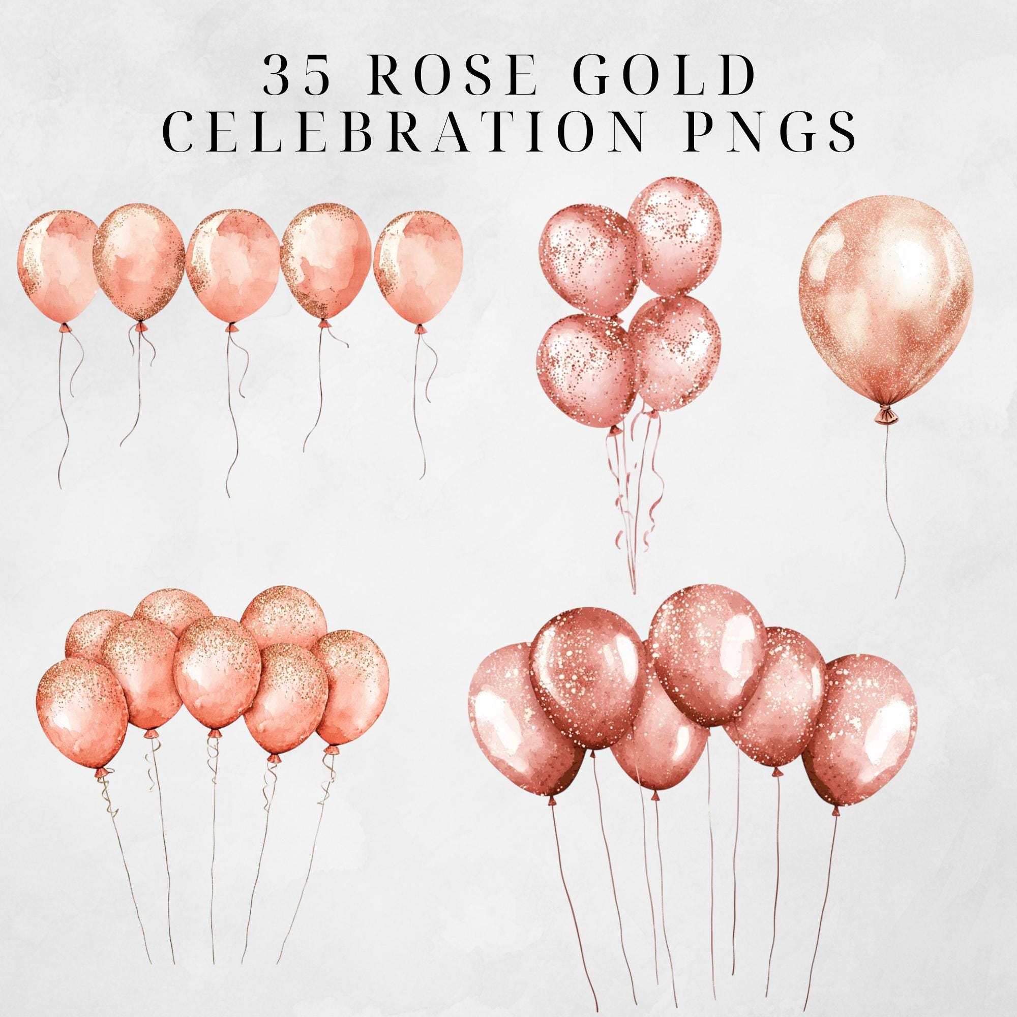Rose Gold Glitter Balloon Clipart Balloon Clipart Border Water Color ...