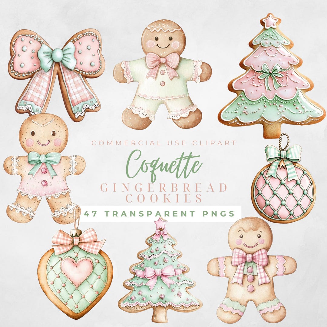 Gingerbread Family Clipart Pastel Gingerbread Pink Gingerbread House ...