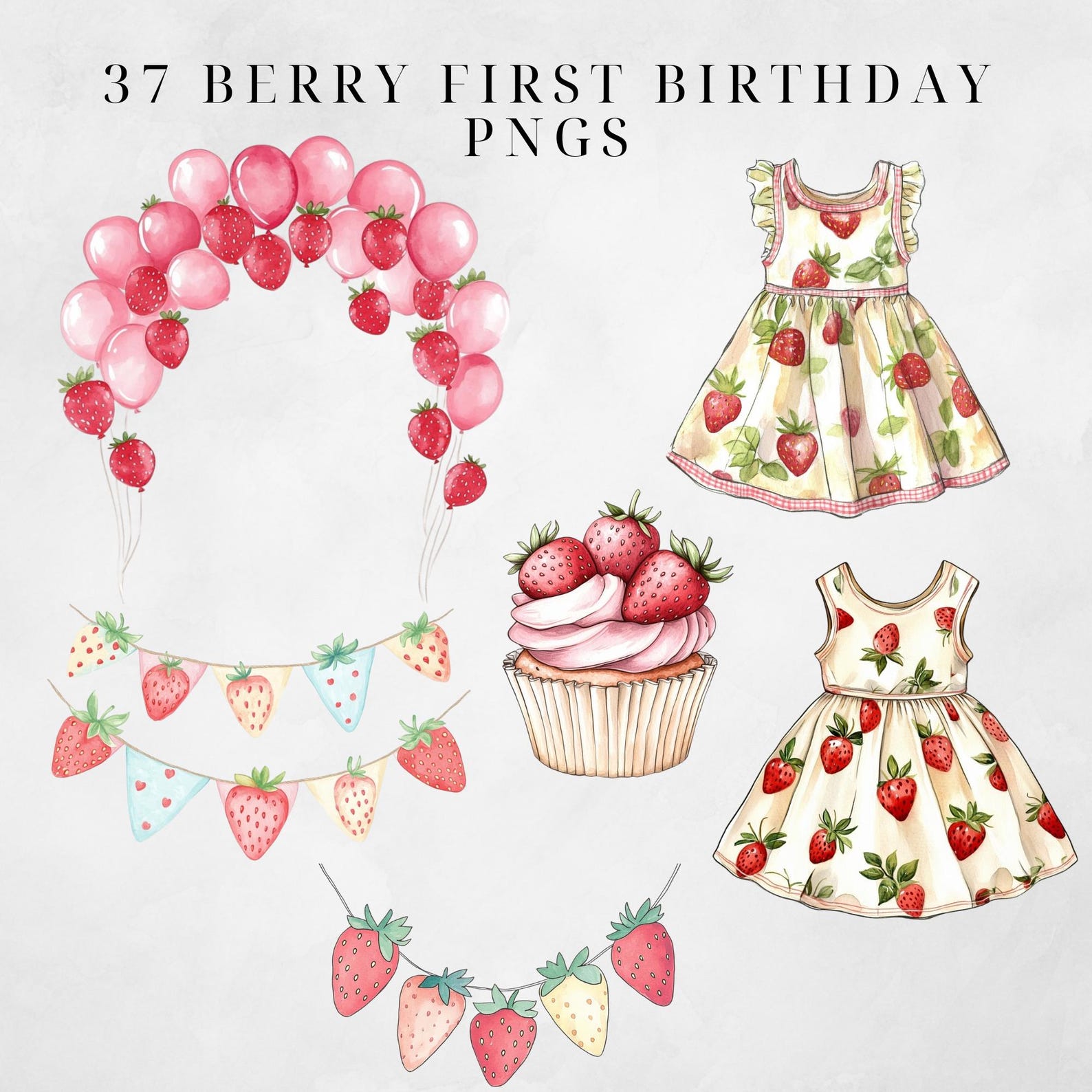 Strawberry First Birthday Clipart Cute Strawberry Baby Girl ...