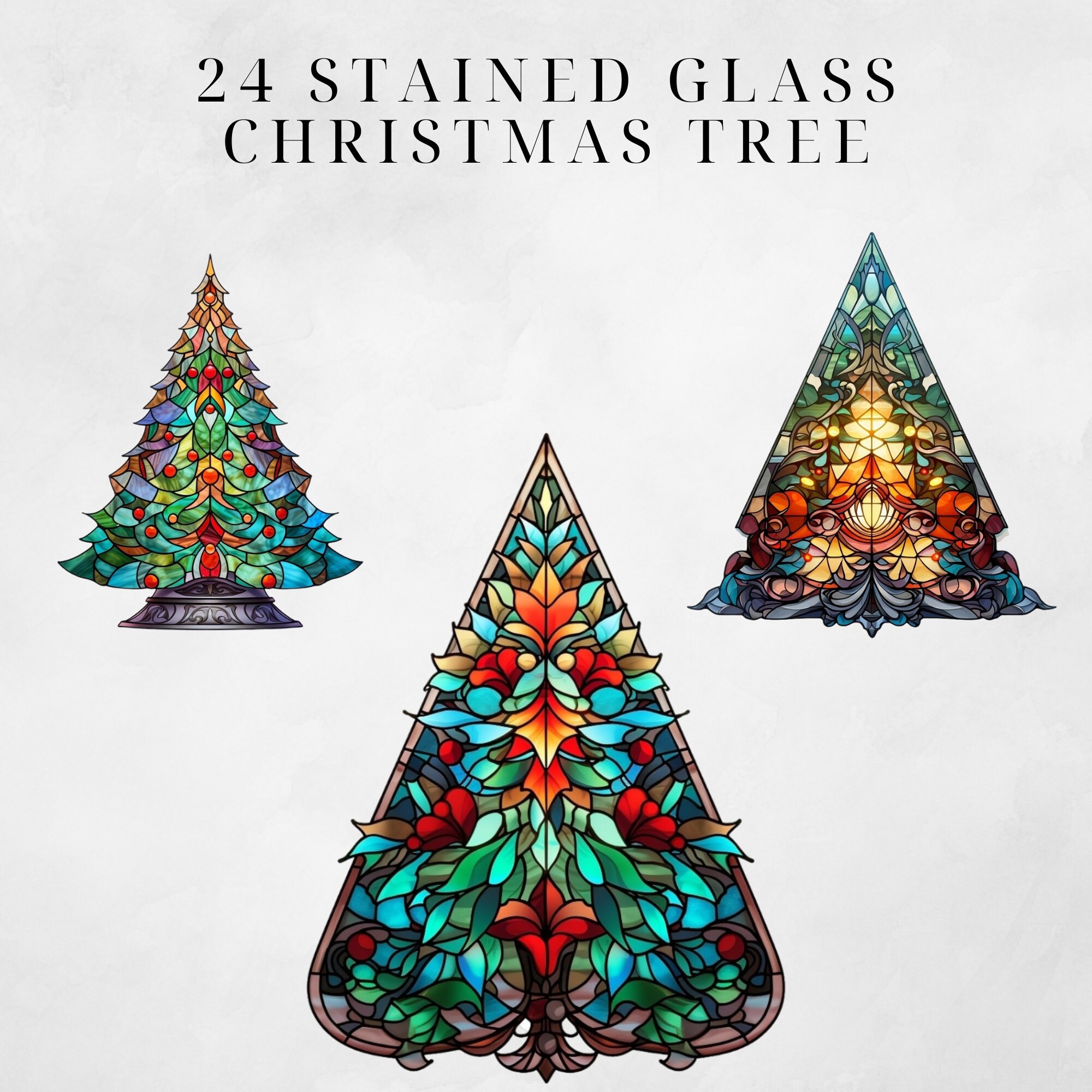 Stained Glass Christmas Clipart Stained Glass PNG Xmas Stained Glass ...