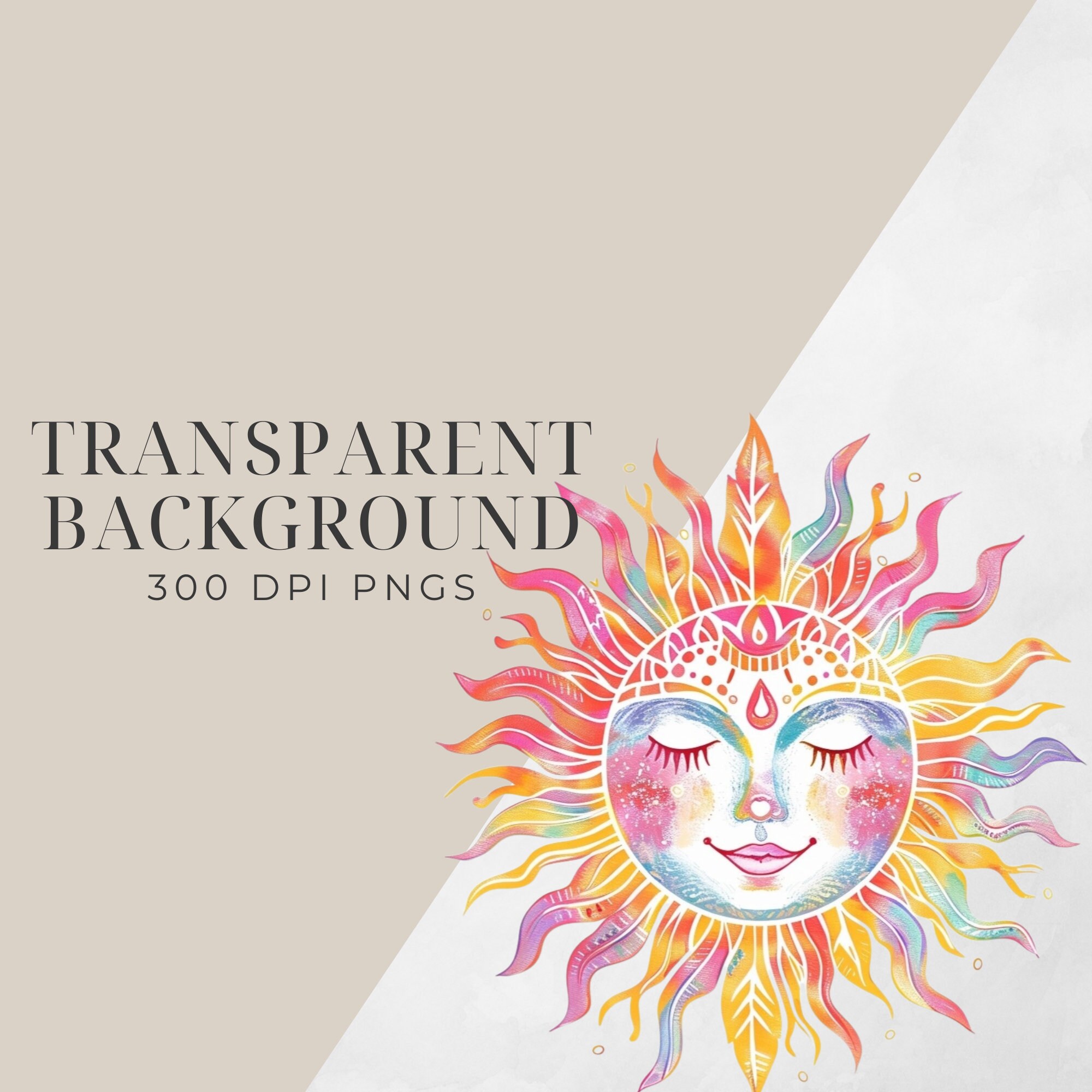 Boho Sun Clipart Sun Moon and Star Clipart Sun and Moon Clipart Boho ...