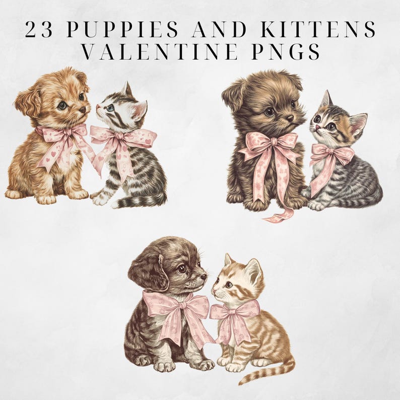 Valentines Cat Dog Clipart Valentine Animals Valentine Dogs Valentine ...