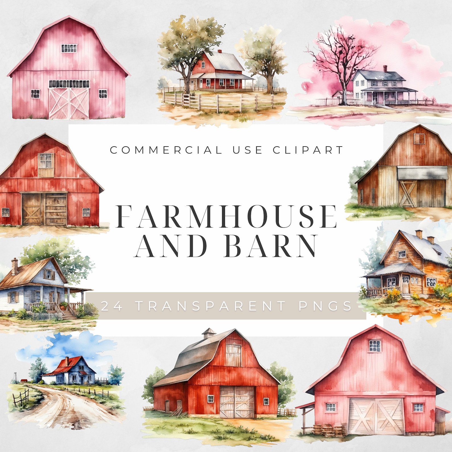 Farmhouse Clipart Pink Barn Pink Barn Png Barn Png Barn Illustration ...