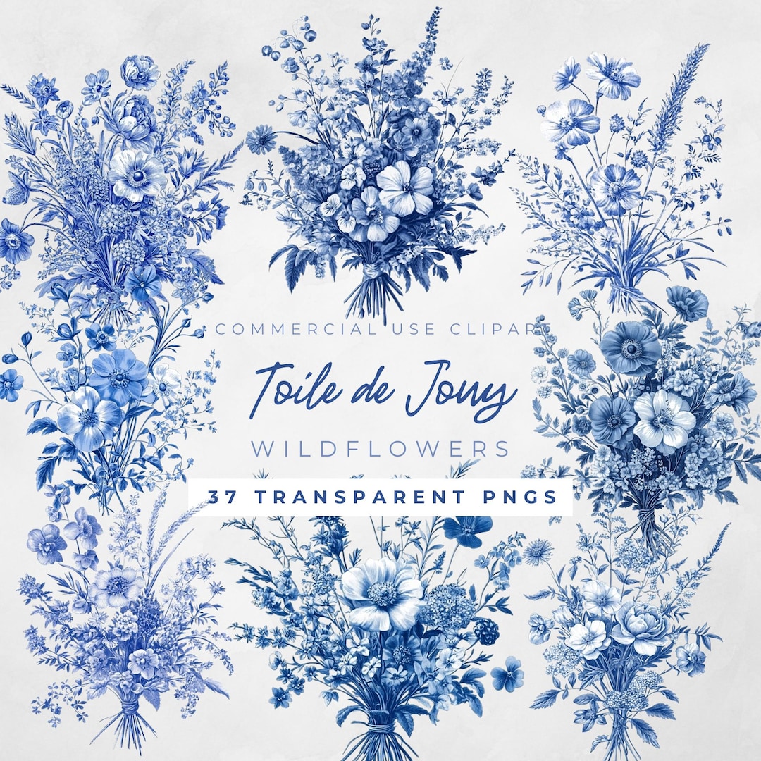 Toile Border Clipart Boho Wildflower Butterfly Watercolor Wildflower ...