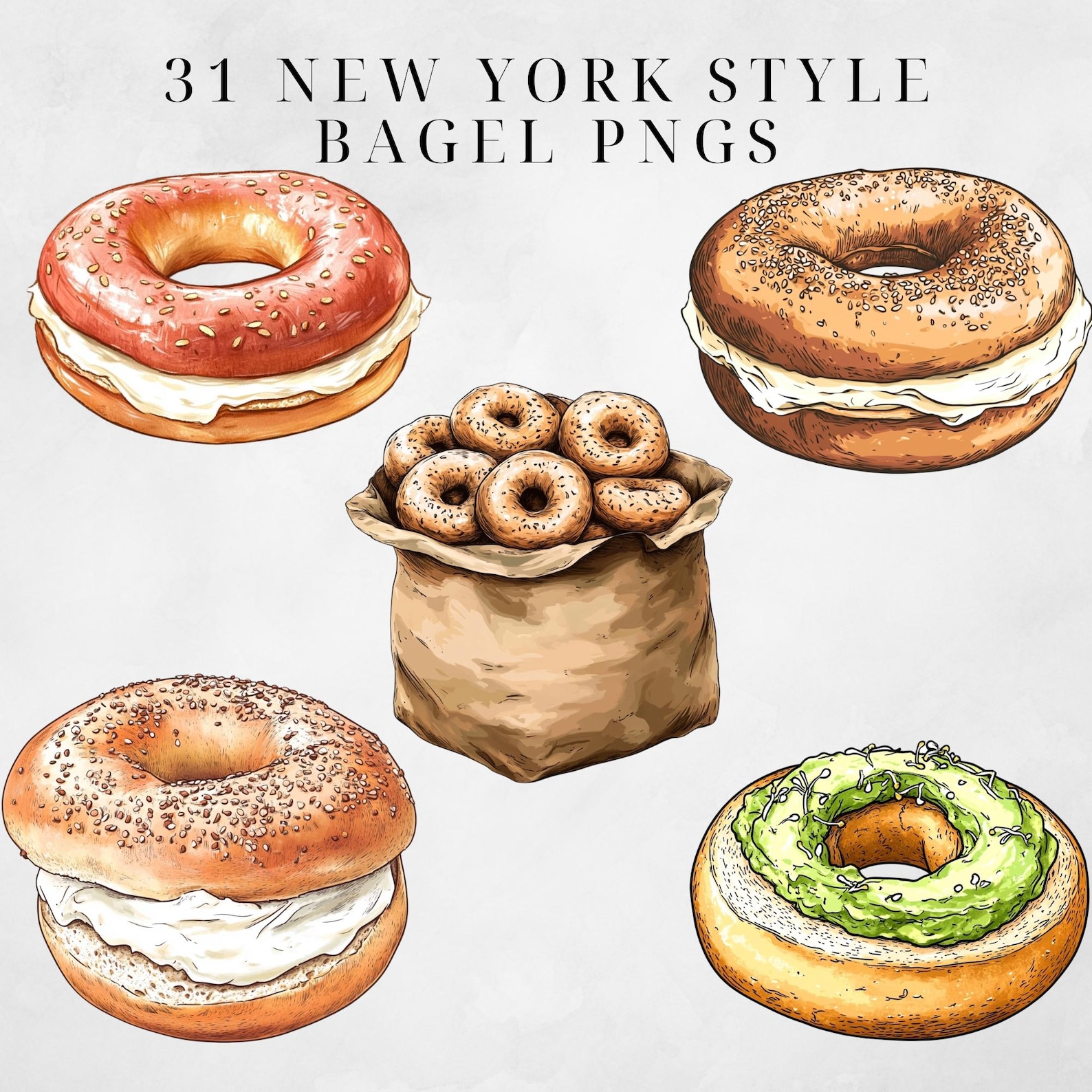 Bagel Clipart Breakfast Clipart Food Illustration Bread Clipart ...