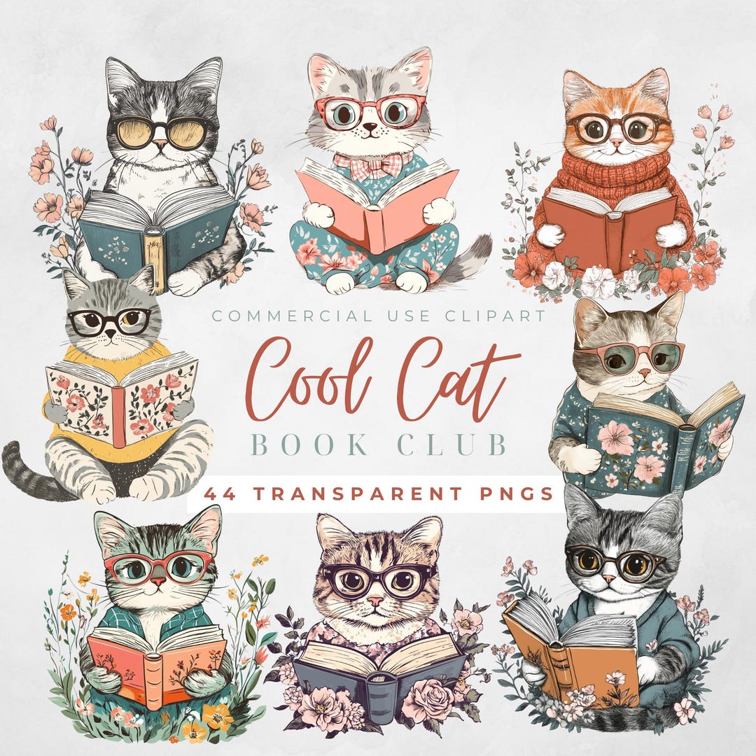 Cat Reading Books Clipart Cat Books Cat With Books Library Clipart Book ...