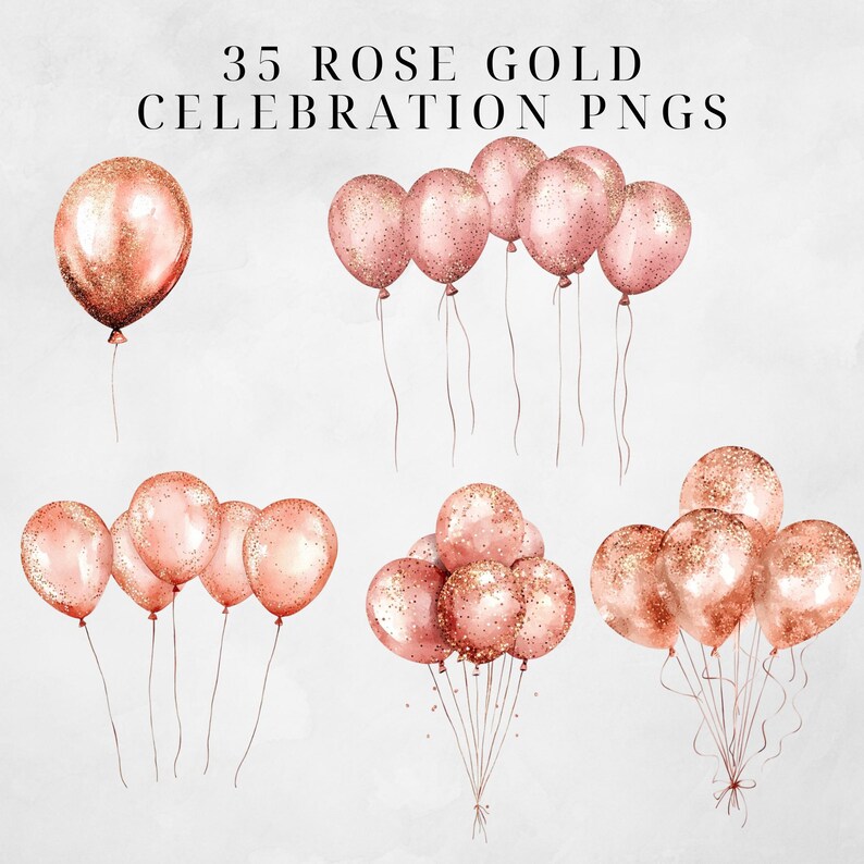 Rose Gold Glitter Balloon Clipart Balloon Clipart Border Water Color ...
