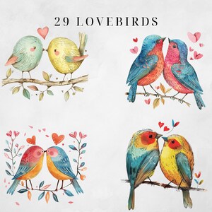 Love Birds Clipart Png Valentine Watercolor Clipart Png Couple Birds ...