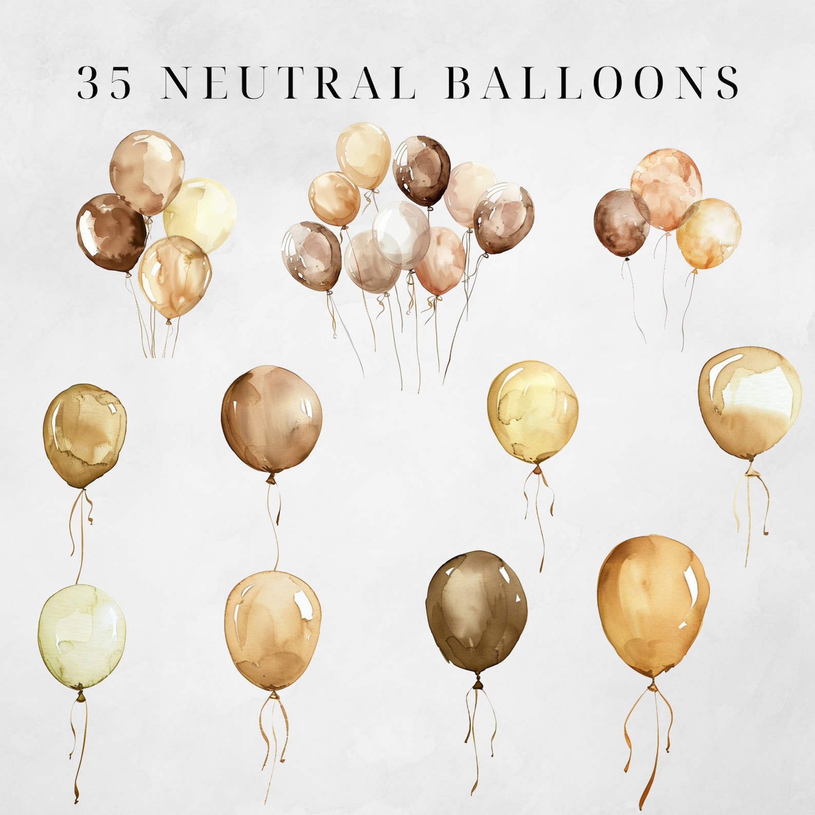 Clipart Neutral Balloons Clipart Balloons Neutral Baby Shower Clipart ...