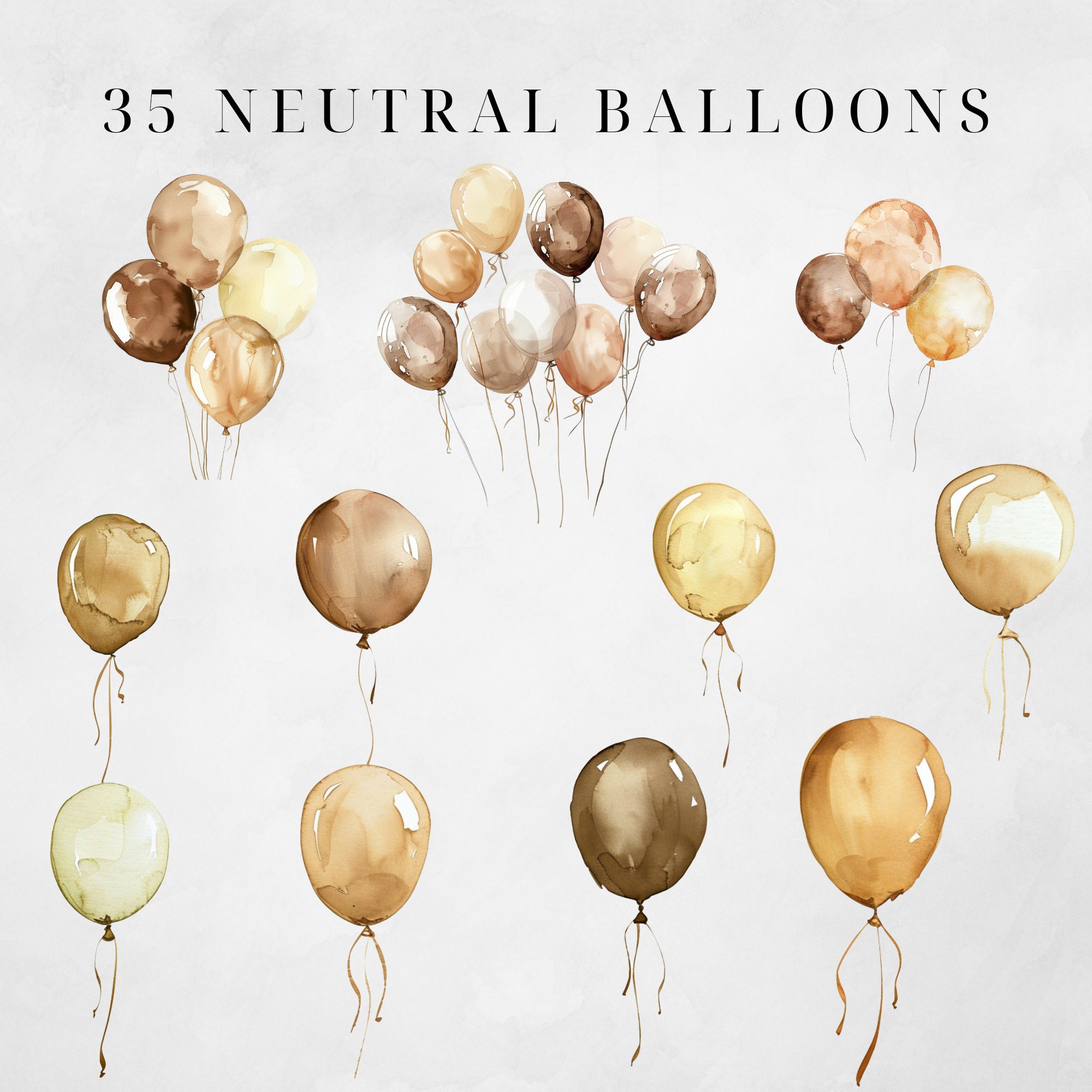 Clipart Neutral Balloons Clipart Balloons Neutral Baby Shower Clipart ...