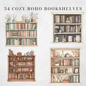 Boho Bookshelf Clipart Books on Shelf Clipart Books on A Shelf Clipart ...