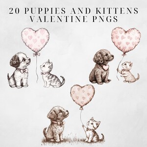 Valentines Cat Dog Clipart Valentine Animals Valentine Dogs Valentine ...