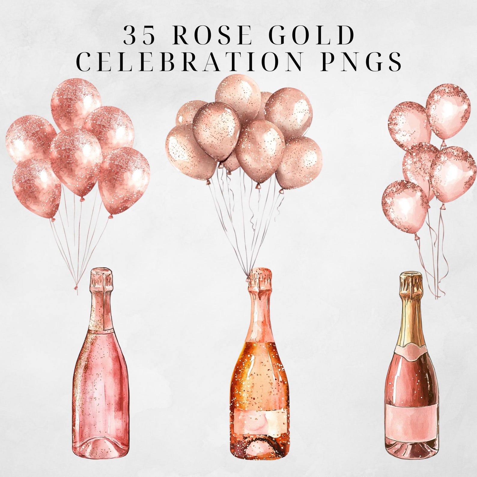 Rose Gold Glitter Balloon Clipart Balloon Clipart Border Water Color ...