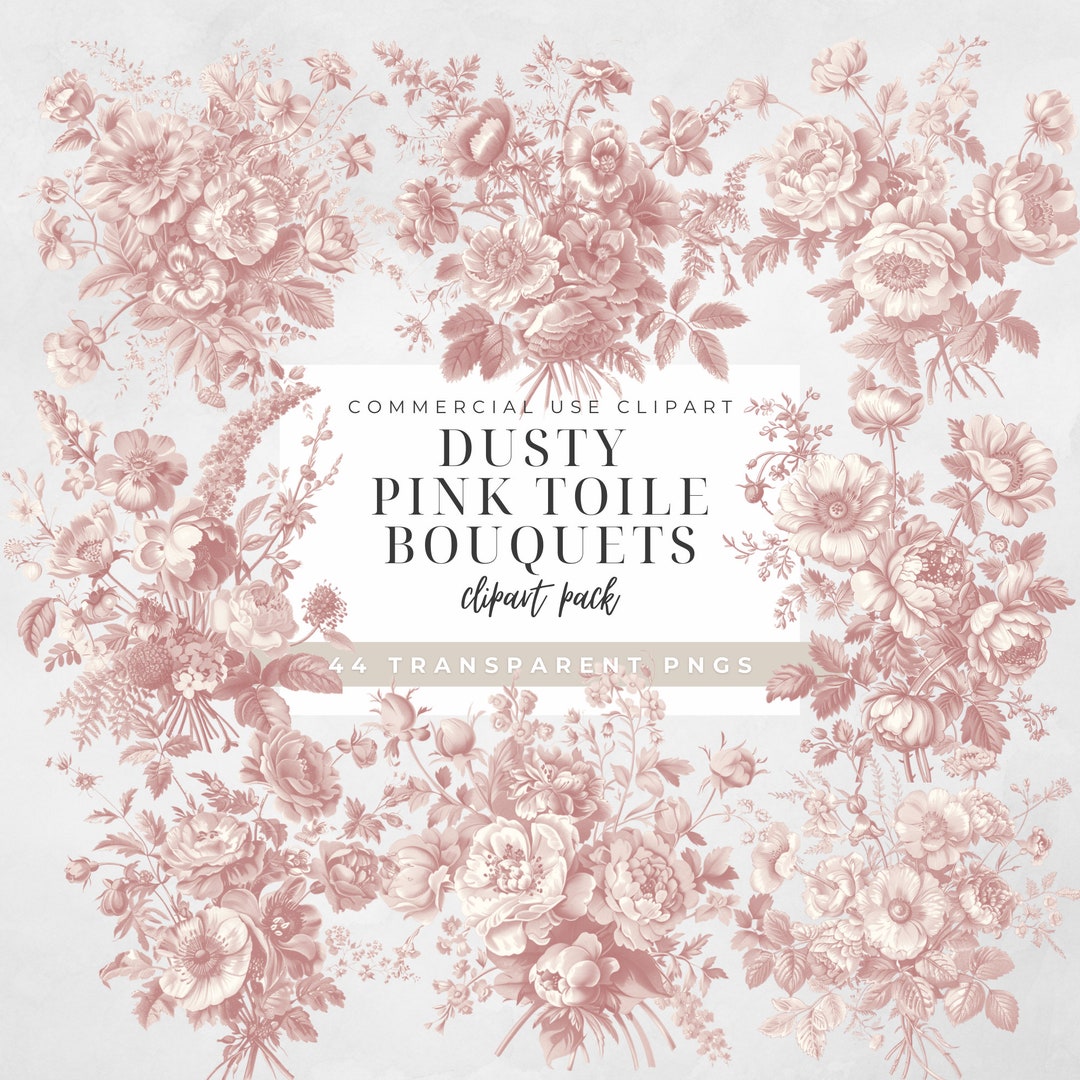 Pink Toile Clipart Blue Toile Flower Clipart Blue Flower Clipart Toile ...