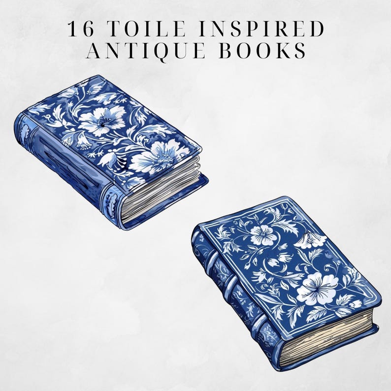 Antique Books Clipart Toile De Jouy Clipart Blue Toile Clipart Princess ...