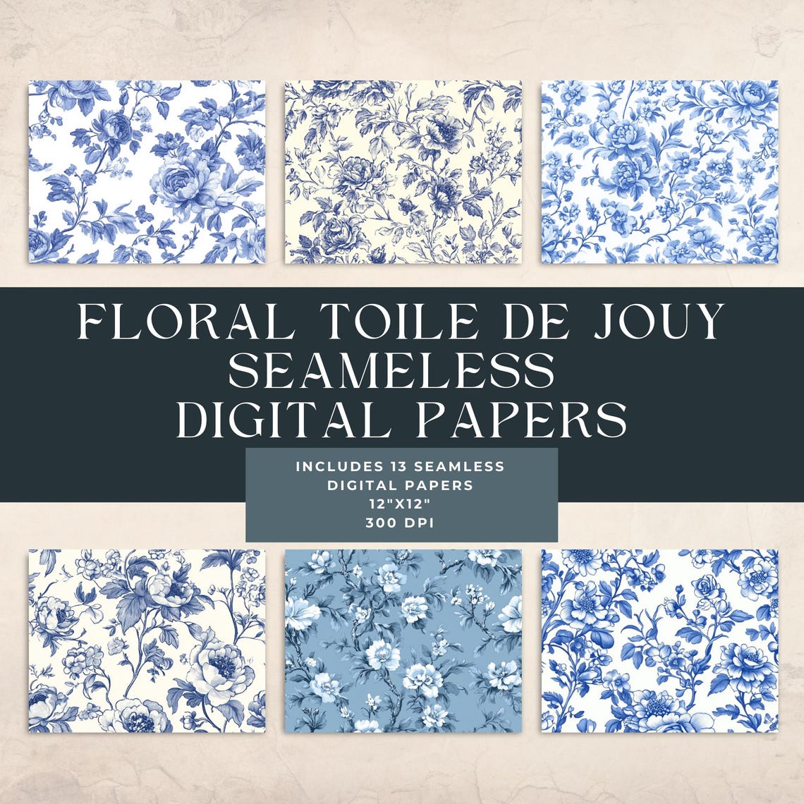 Seamless Toile Commercial Use Blue Toile Seamless Pattern French Toile ...
