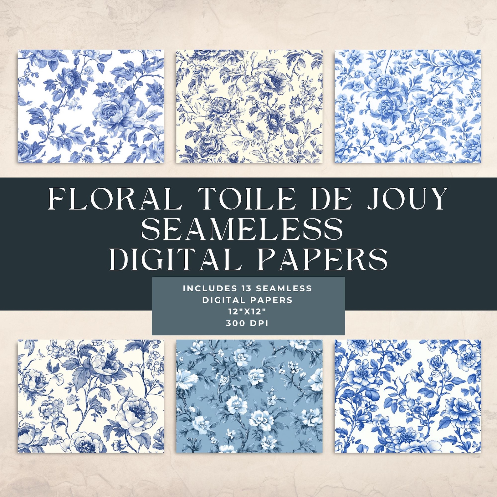 Seamless Toile Commercial Use Blue Toile Seamless Pattern French Toile ...