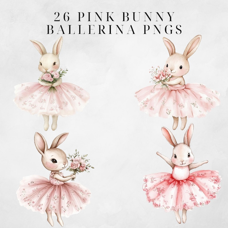 Watercolor Bunny Ballerina Clipart Ballerina Bunny Baby Tutu Dress ...
