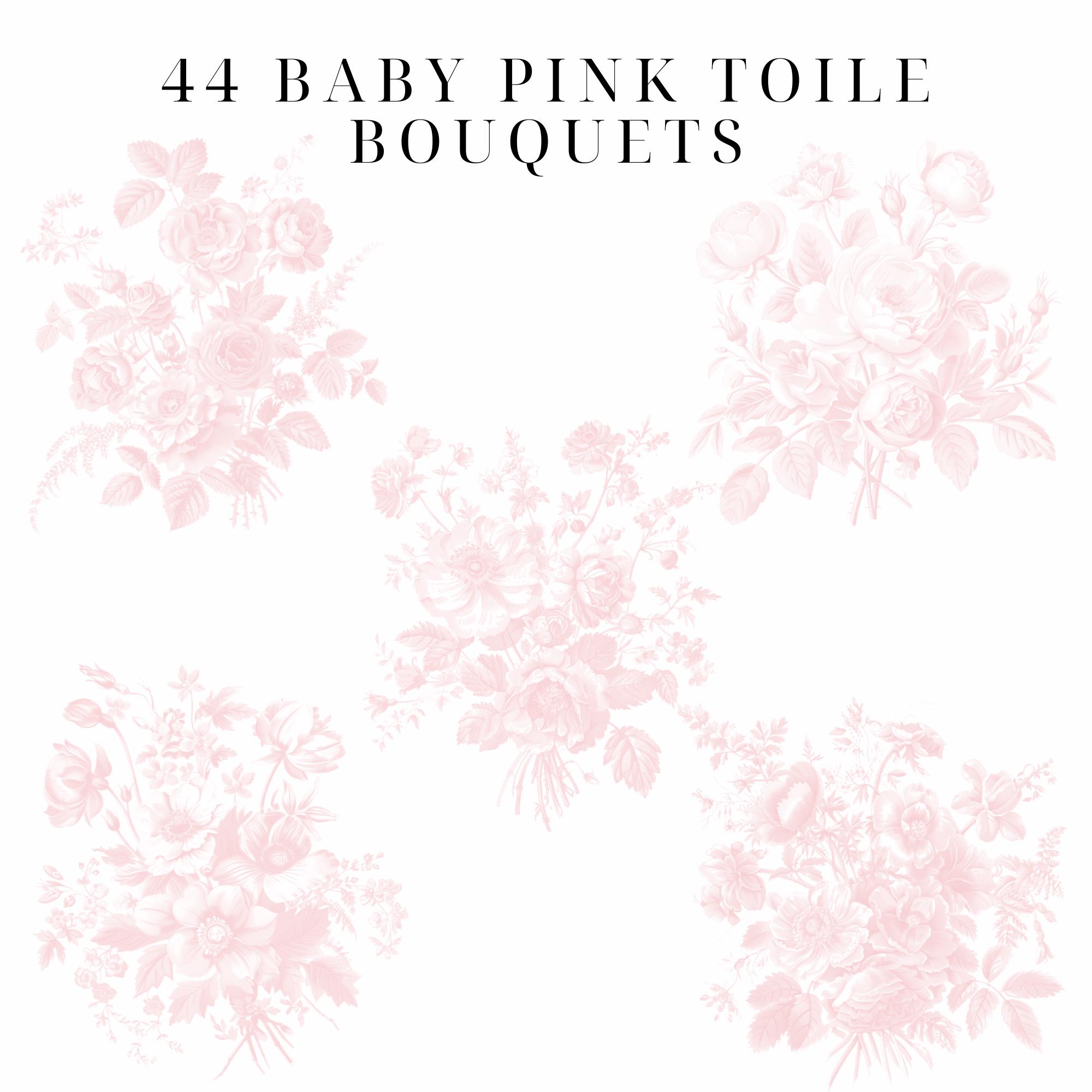 Pink Toile Clipart Blue Toile Flower Clipart Blue Flower Clipart Toile ...