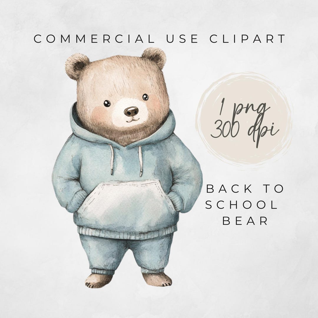 Bear in Sweatshirt Clipart Fall Teddy Bear Clipart Winter Bear Clipart ...