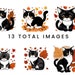 Fall Cats Clipart PNG Bundle, Seasonal Clipart Bundle, Japanese Ink ...