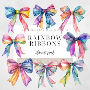 Rainbow Ribbon Clipart Rainbow Bow Clipart Coquette Bow PNG Coquette ...