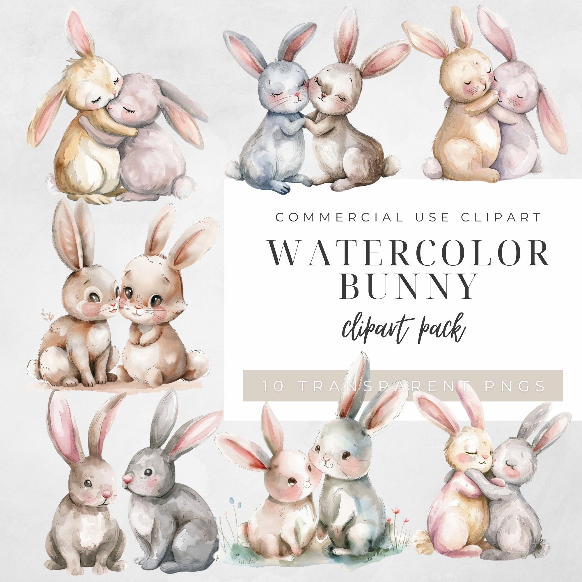 Watercolour Easter Clipart Spring Clipart Bunny Rabbit Clipart Bunny ...