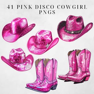 Disco Cowgirl Clipart Pink Cowgirl Hat Clipart Cowgirl Birthday ...