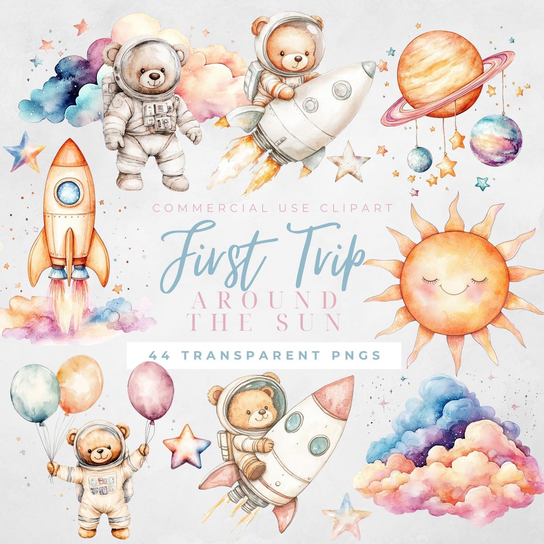 Space Clipart First Birthday First Trip Around the Sun Pastel Space Sun ...