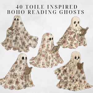 Reading Ghost Clipart Floral Ghost Clipart Bookish Ghost Clipart Groovy ...