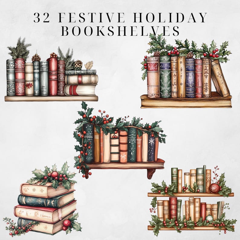 Book Spines Clipart Christmas Book Stack Clipart Books on A Shelf ...