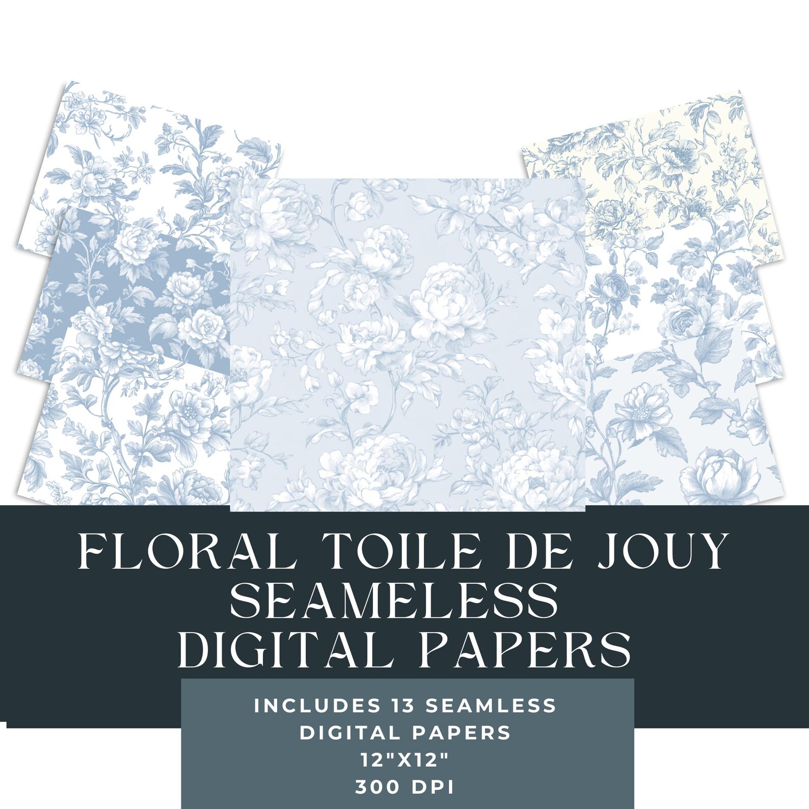 Dusty Blue Seamless Toile Commercial Use Pink Toile Seamless Pattern ...