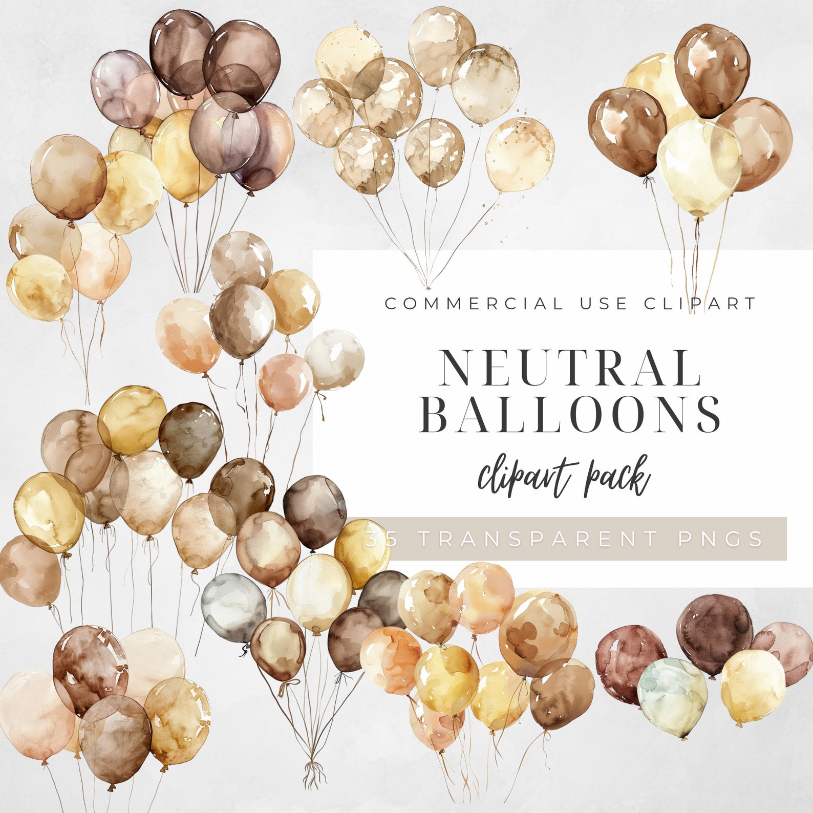 Clipart Neutral Balloons Clipart Balloons Neutral Baby Shower Clipart ...