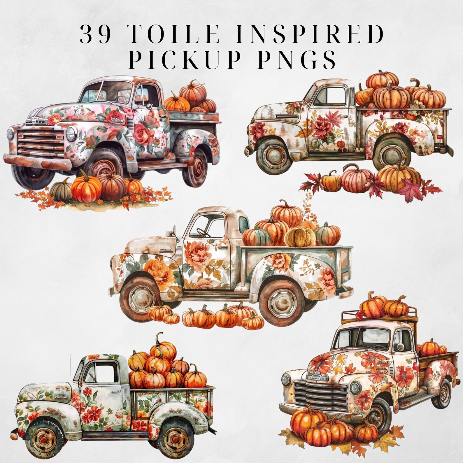Preppy Fall Clipart Toile Pumpkins Clipart Chinoiserie Pumpkin Pumpkin ...
